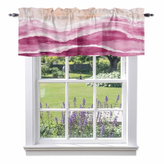 Ocean Wave Valances for Windows, Pink Gradient Rod Pocket Short Window ...