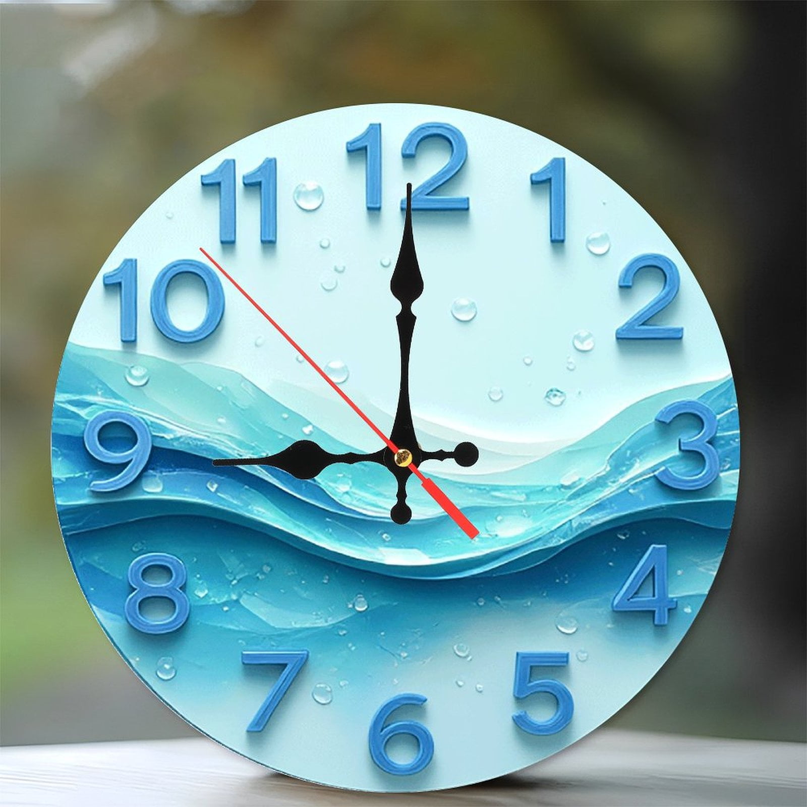 Ocean Wave Wall Clock Modern Home Decor 10-Inch Silent Wooden Wall ...