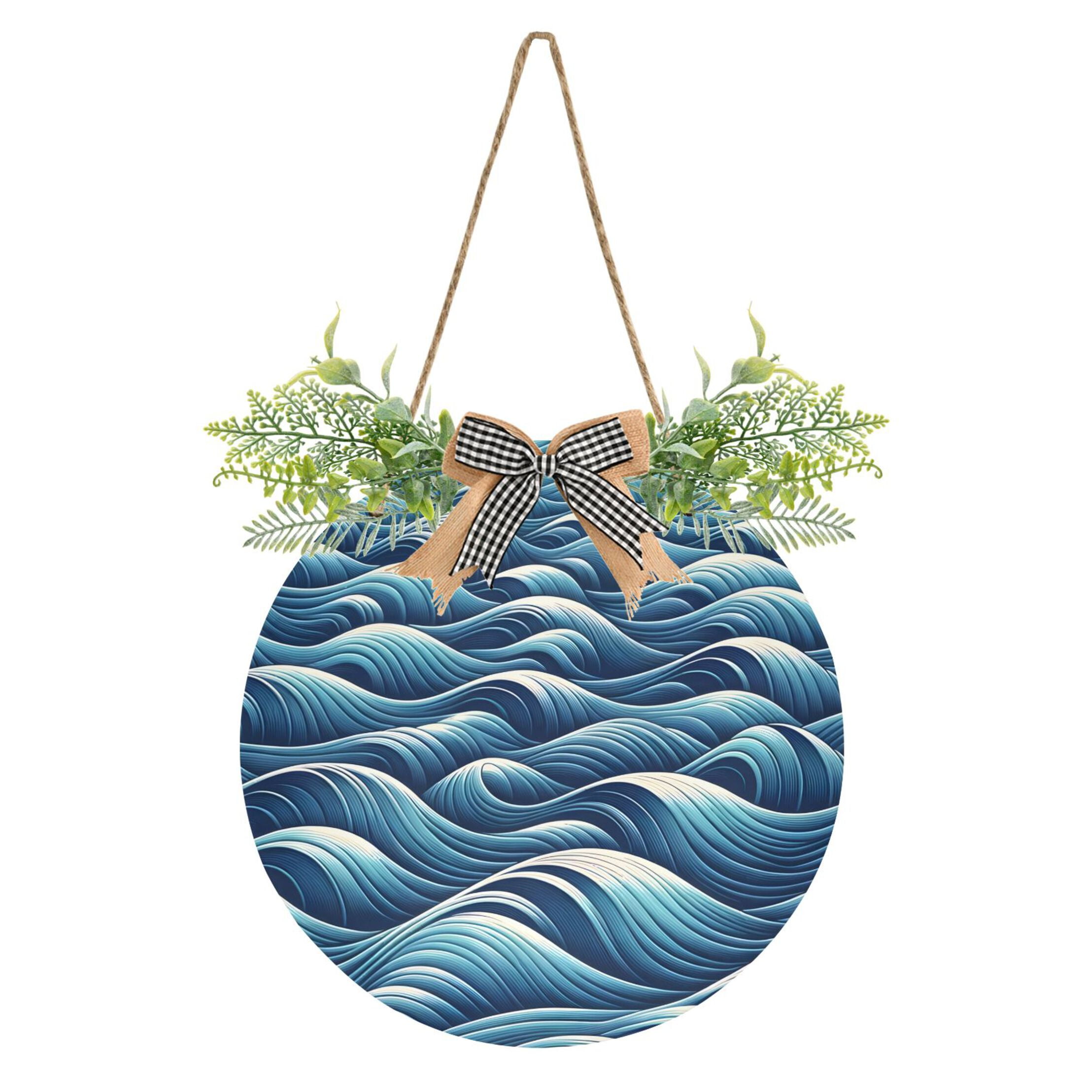 Ocean Wave Welcome Front Door Sign Round 12 inch Porch Hanging Sign ...