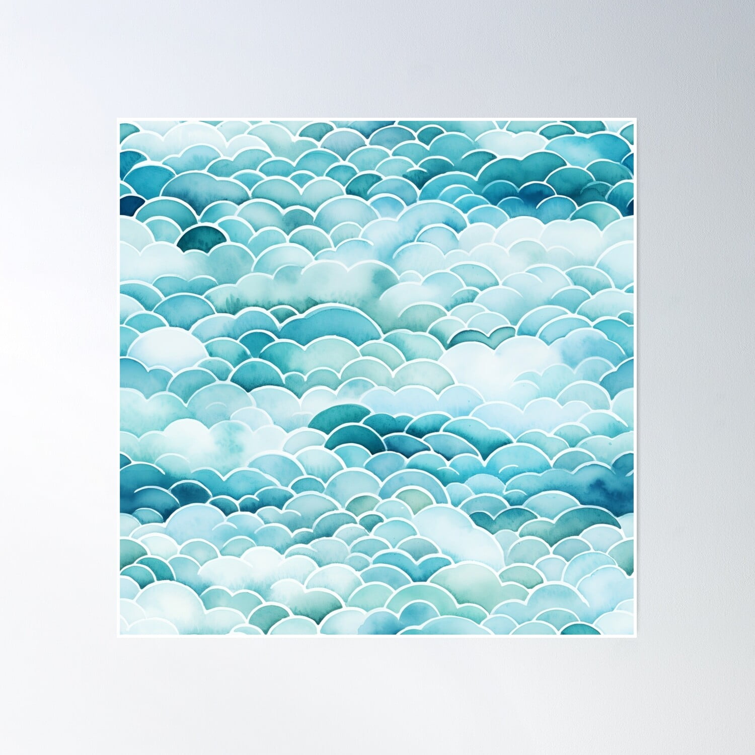 Ocean Waves 4 Abstract Modern Art Decor Pattern Watercolor Poster Wall Art, Modern Wall Decor ...
