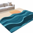 Ocean Waves Area Rugs 6x9ft Sun Watercolor Floor Rug Non Slip Low Pile ...