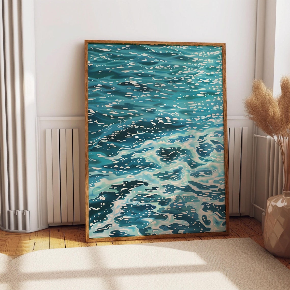 Ocean Waves Art Poster - Blue Water Beach House Wall Decor - Sea ...