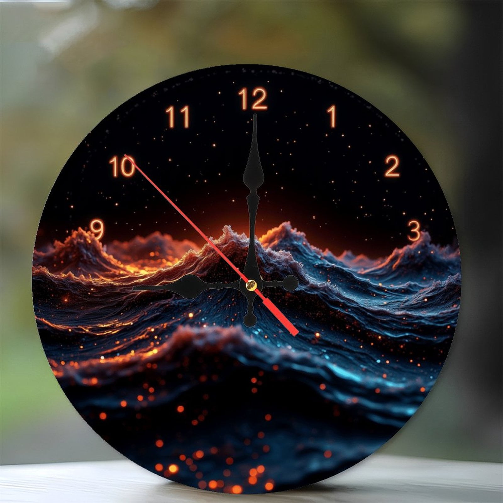 Ocean Waves Artistic Wall Clock Home Decor 10-Inch Silent Wooden Wall ...