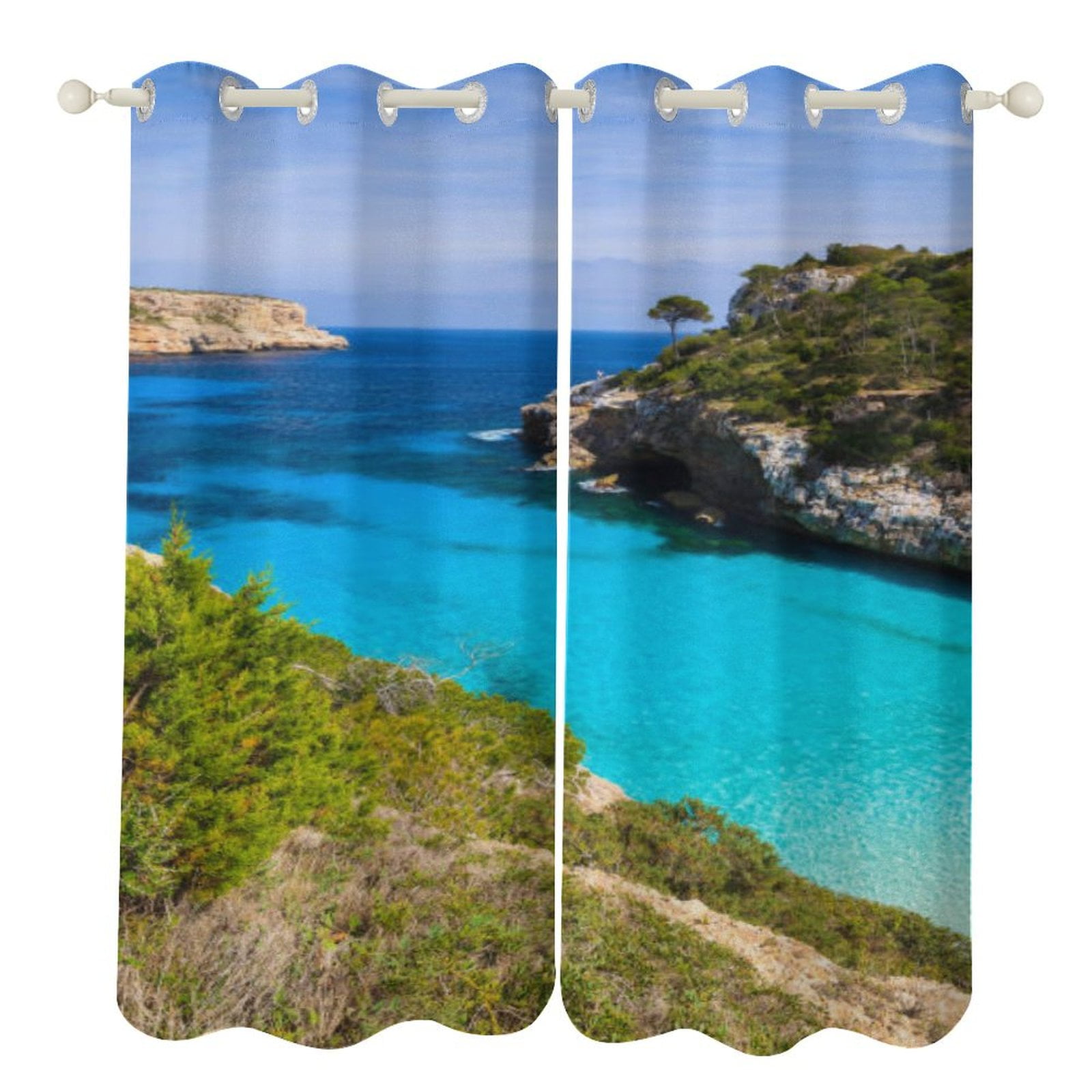 Ocean Waves Beach Blue Sea 2 Panels Curtains for Bedroom Living Room ...