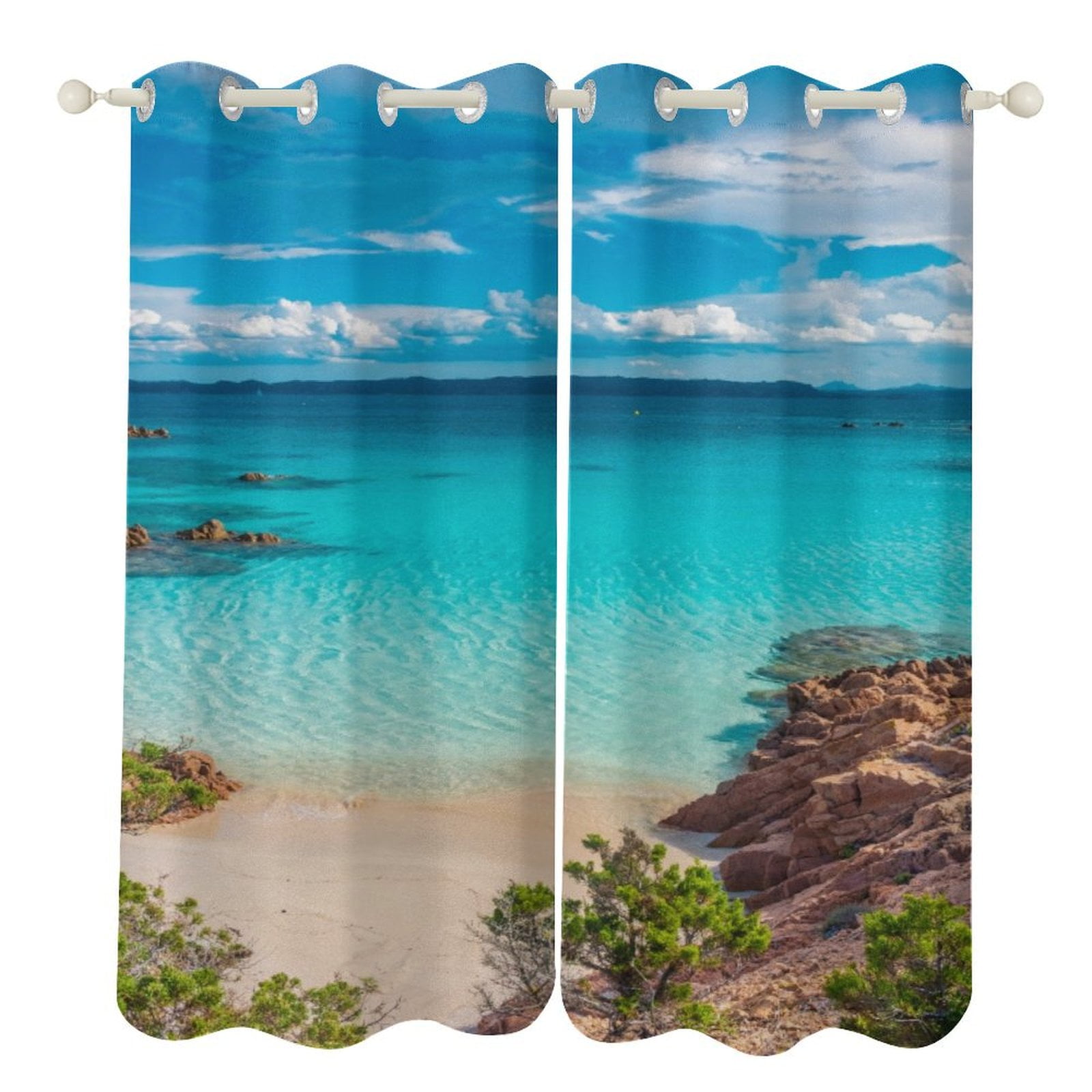 Ocean Waves Beach Blue Sea Blackout Window Curtains for Bedroom Living ...