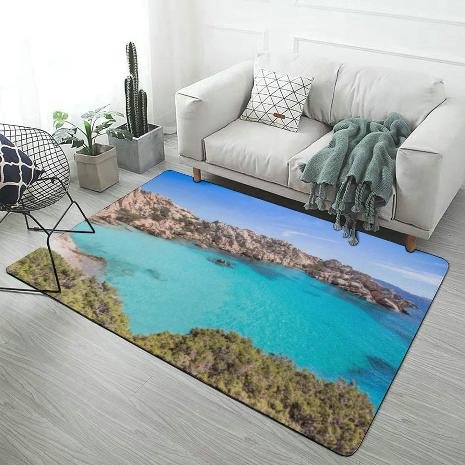 Ocean Waves Beach Blue Sea Carpet Style Living Room Bedroom Rug Modern ...