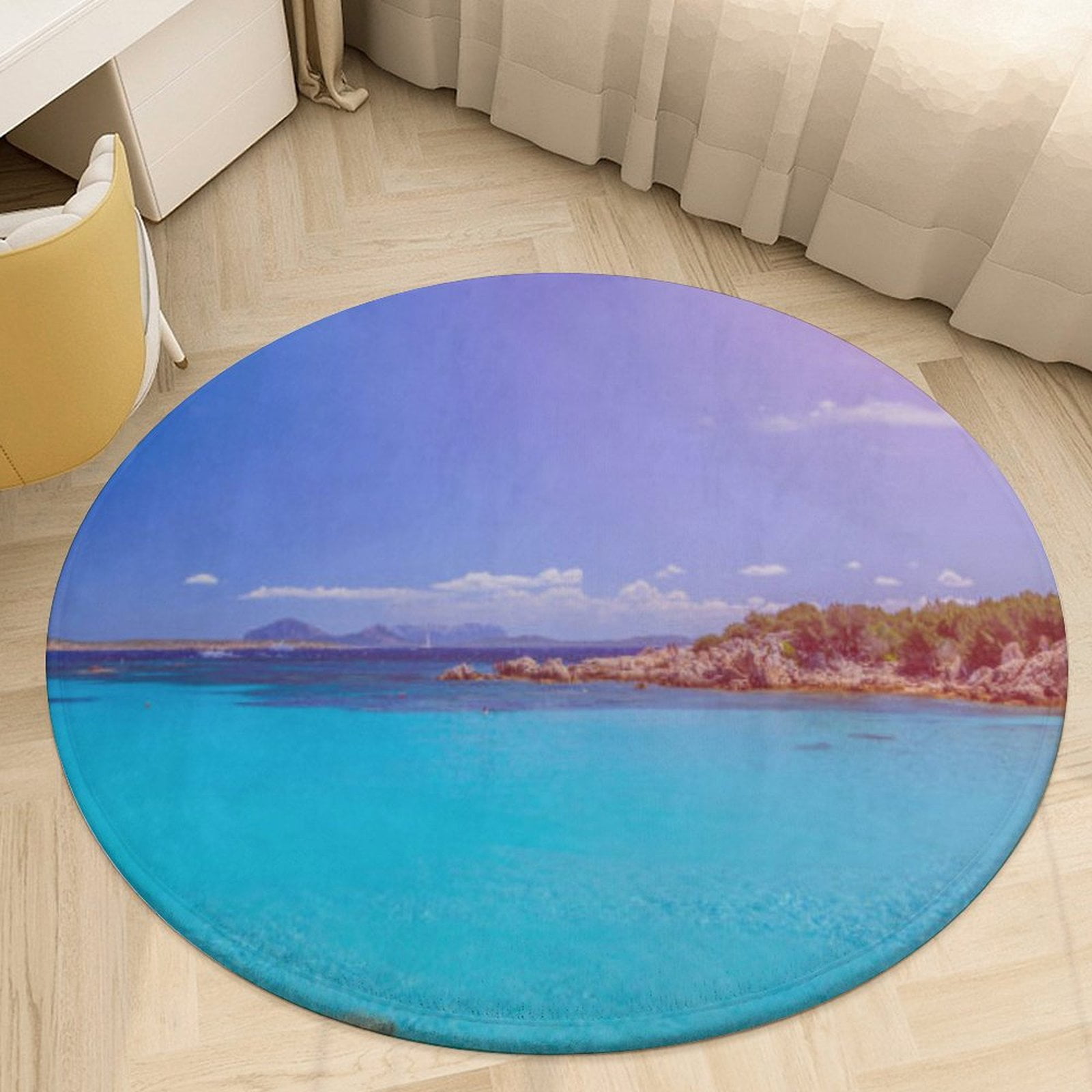 Ocean Waves Beach Blue Sea Round Area Rugs for Bedroom Living Room, 5FT Soft Indoor Circle ...