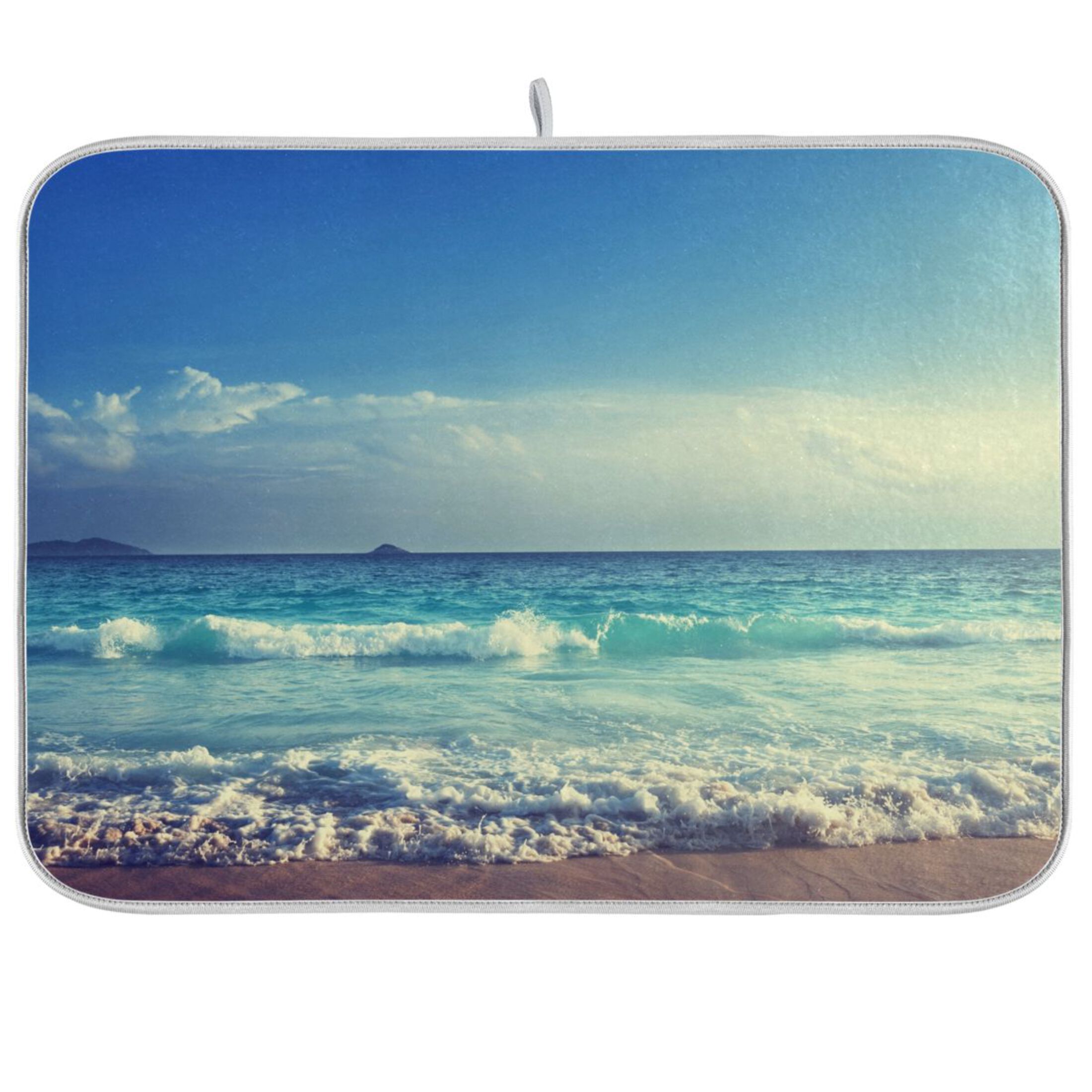 Ocean Waves Beach Dish Drying Mat Microfiber Kitchen Mats Large Counter ...