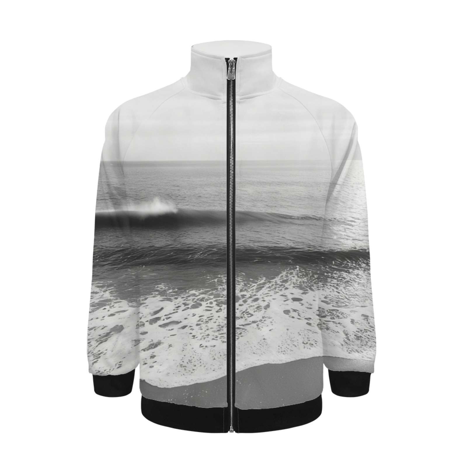 Ocean Waves Black White Art Jacket Men's Street Cool Long Sleeves Coat ...