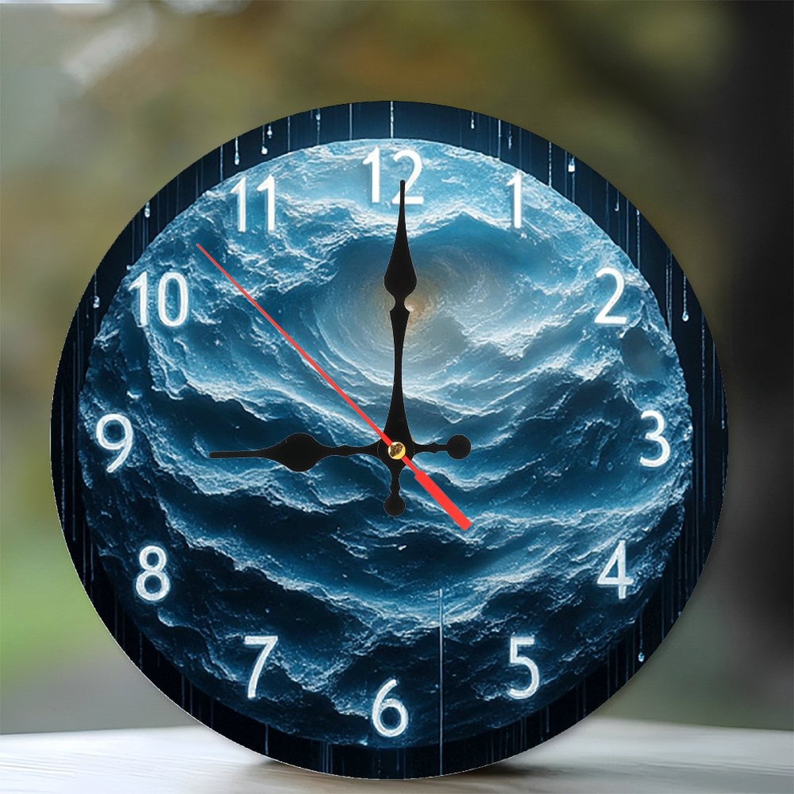 Ocean Waves Clock Wall Decor Art 10-Inch Silent Wooden Wall Clock ...
