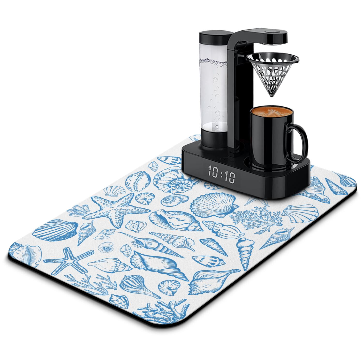 Ocean Waves Coffee Maker Mat Watercolor Beach Scene, Quick-Dry ...