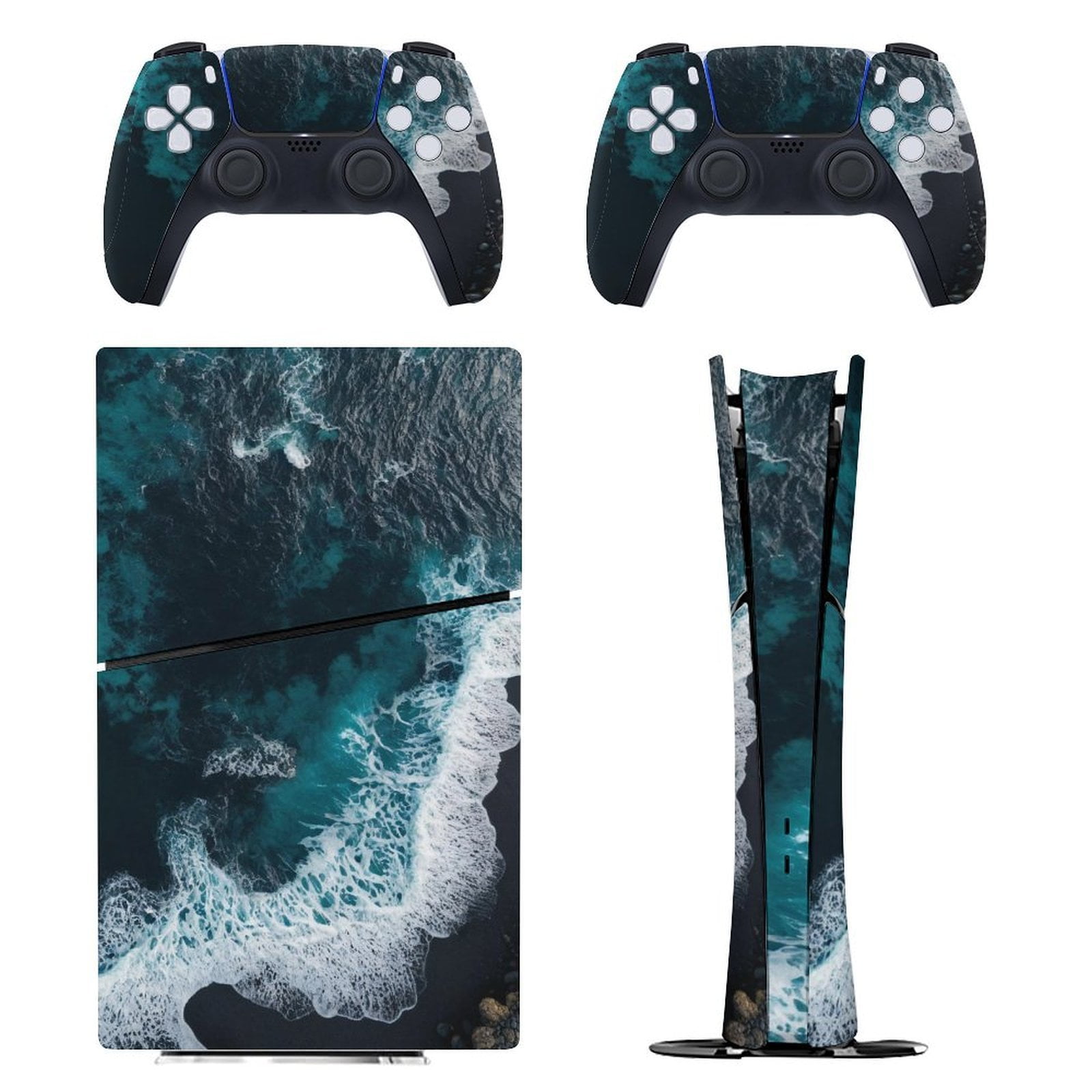 Ocean Waves Crashing Console Skin Bundle for PS5 Pro Slim Disc ...