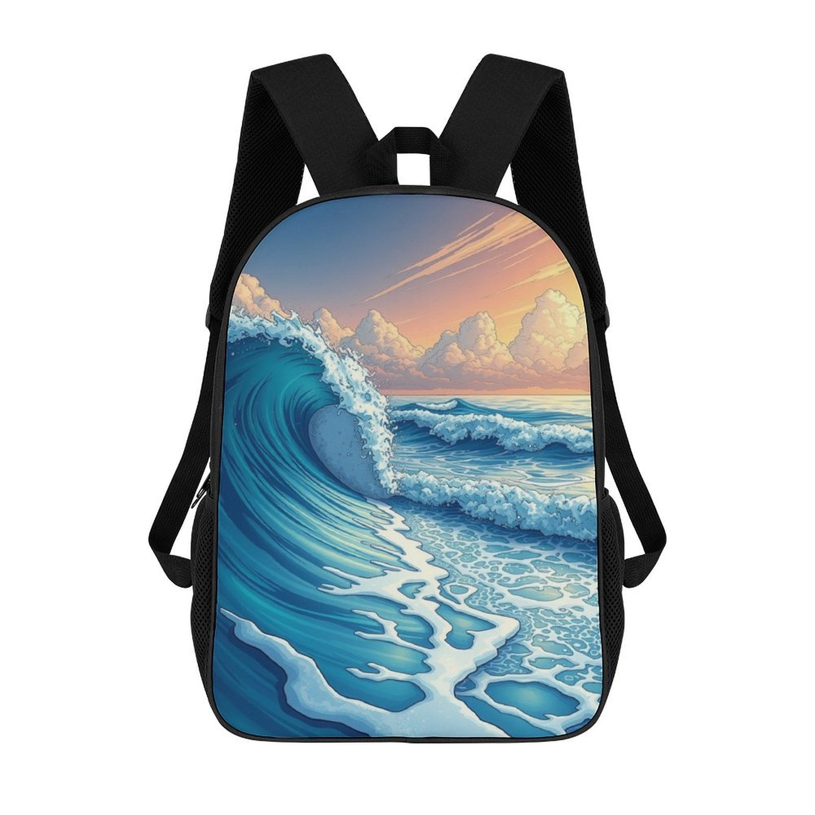 Ocean Waves Gradual Waves Backpack Printed Zipper Backpack Book Bag 17 ...
