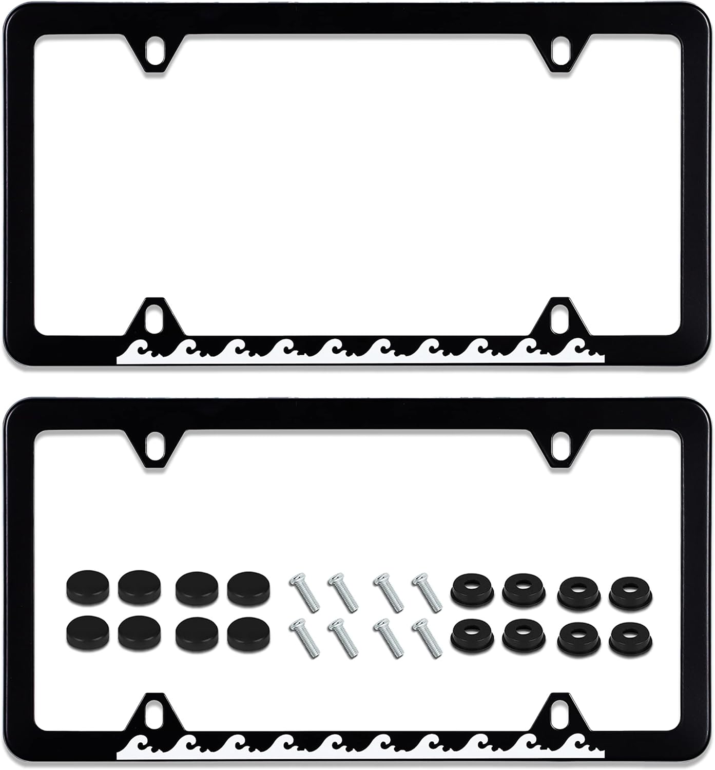 Ocean Waves License Plate Frame 2 Pack Stainless Steel Car Accessories ...