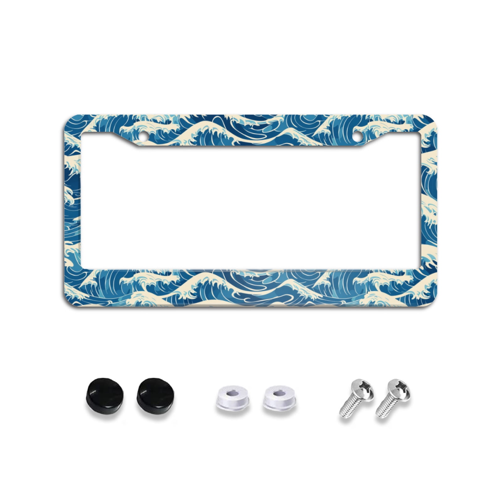 Ocean Waves License Plate Frames for Women Men Car Plate Holder Cover ...