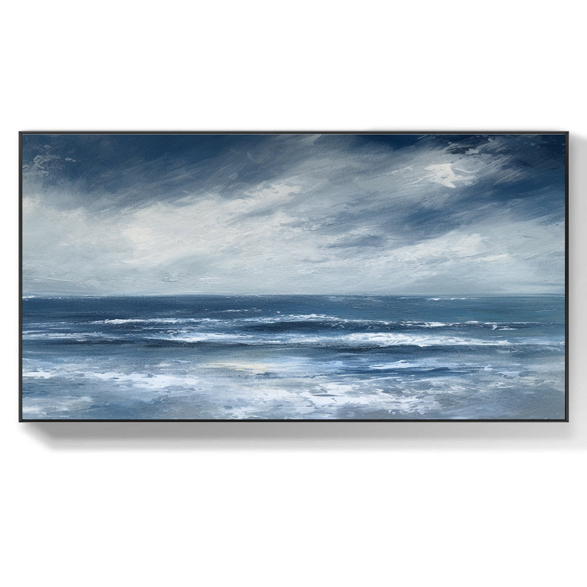 Ocean Waves Painting Seascape Wall Art Blue Ocean Canvas Wall Art Dark ...