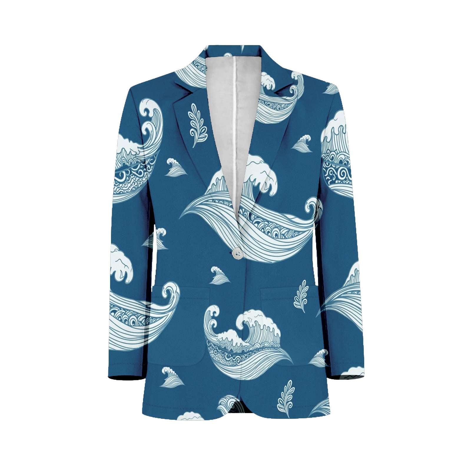 Ocean Waves Pattern Fabric Customized Men's Suits full man Shawl Collar ...