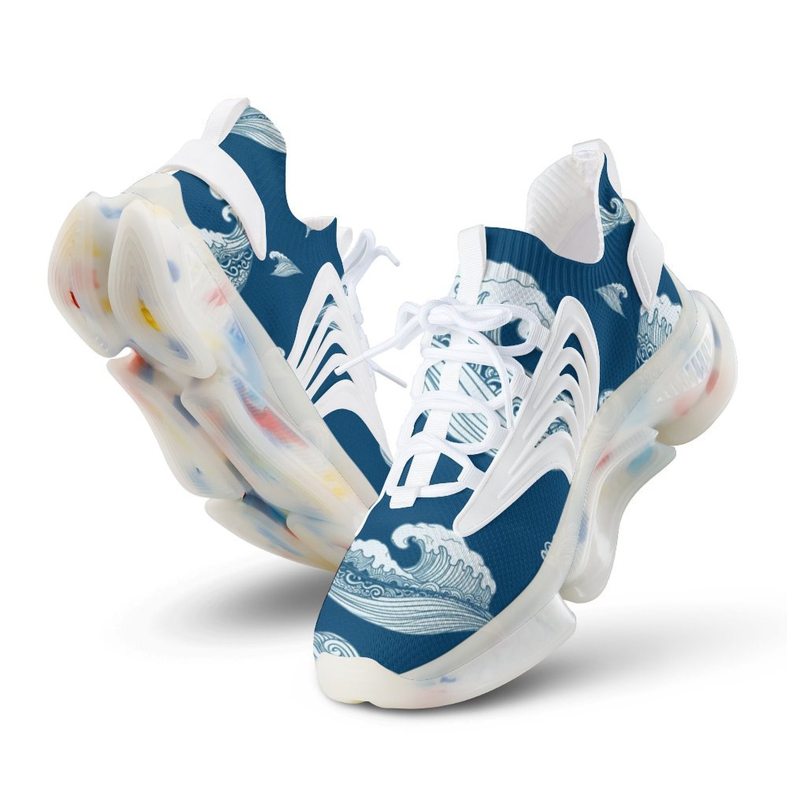 Ocean Waves Pattern Fabric Walking Shoes for Men Woman Lightweight ...