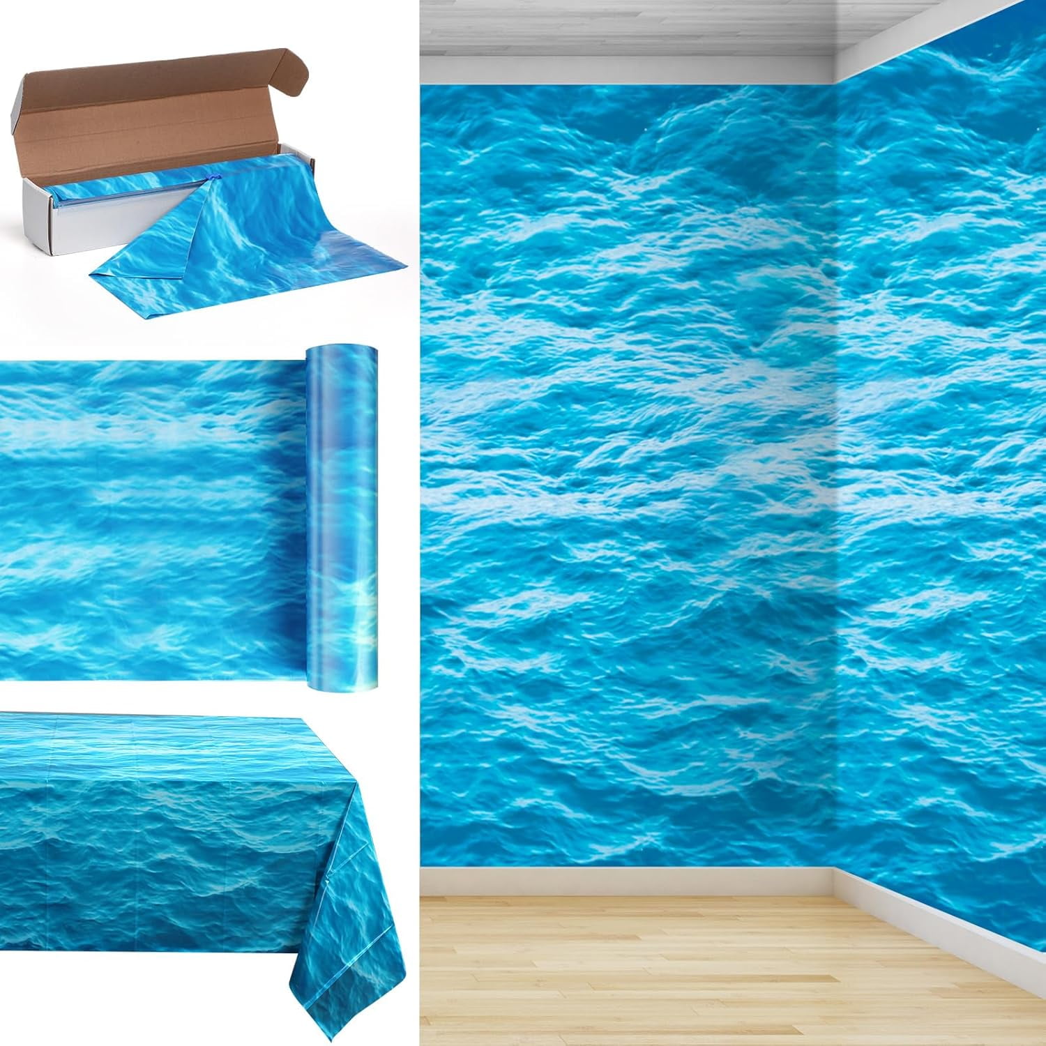 Ocean Waves Plastic Tablecloth Ocean Table Cover Water Print Table ...