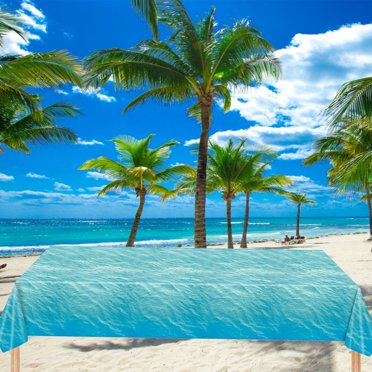 Ocean Waves Plastic Tablecloth Blue Water Print Table Cover Ocean ...