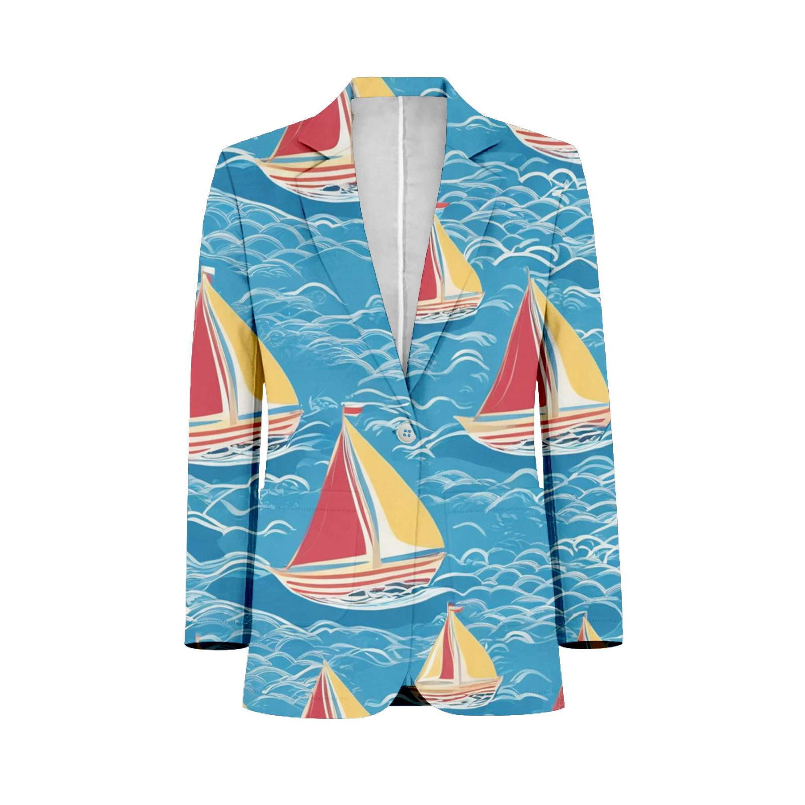 Ocean Waves Sailboats Pattern Customized Men's Suits full man Shawl ...