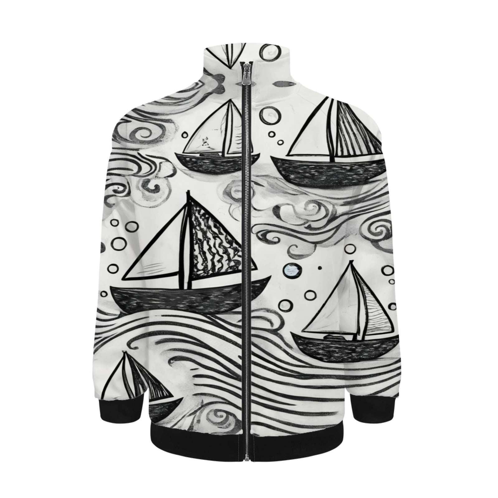Ocean Waves Sailboats Pattern Jacket Men's Street Cool Long Sleeves ...