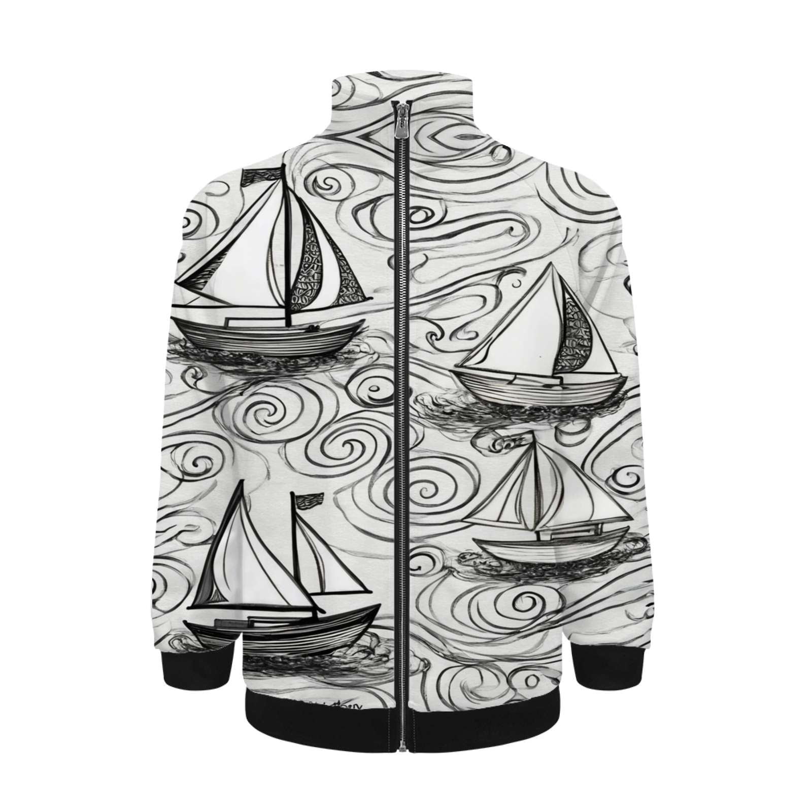 Ocean Waves Sailboats Pattern Jacket Men's Street Cool Long Sleeves ...