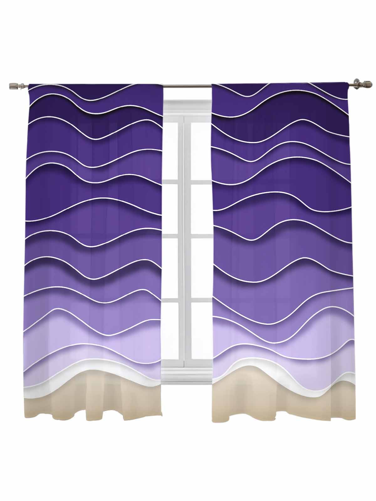 Ocean Waves Sheer Curtains 63 Inch Long 2 Panels, Abstract Spray Beach ...