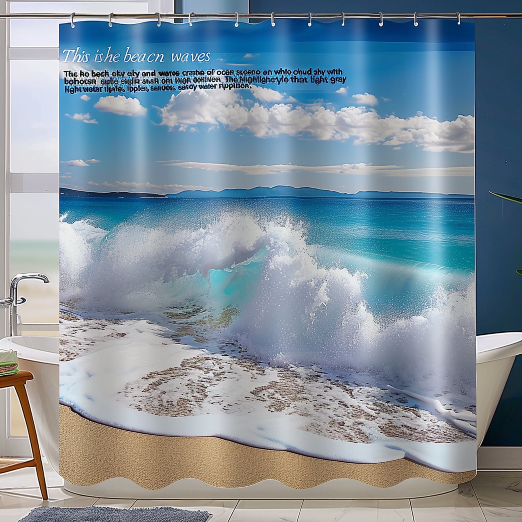 Ocean Waves Shower Curtain: Bring the serene beauty of crashing waves ...