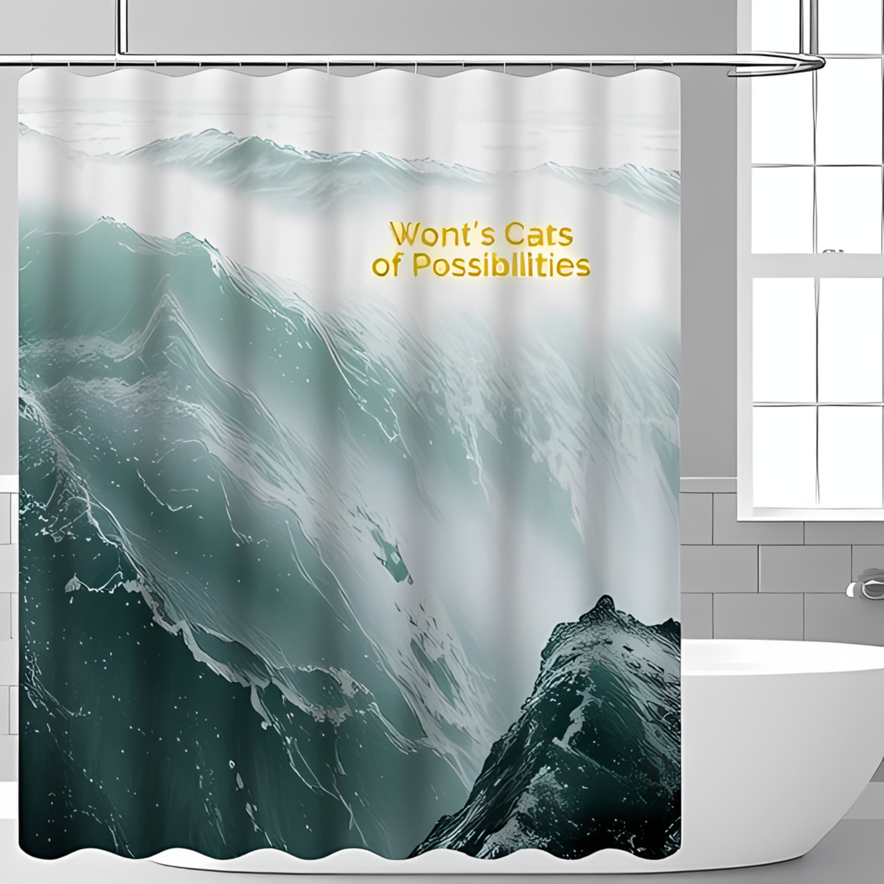 Ocean Waves Shower Curtain - Serene Coastal Design with Crashing Waves ...