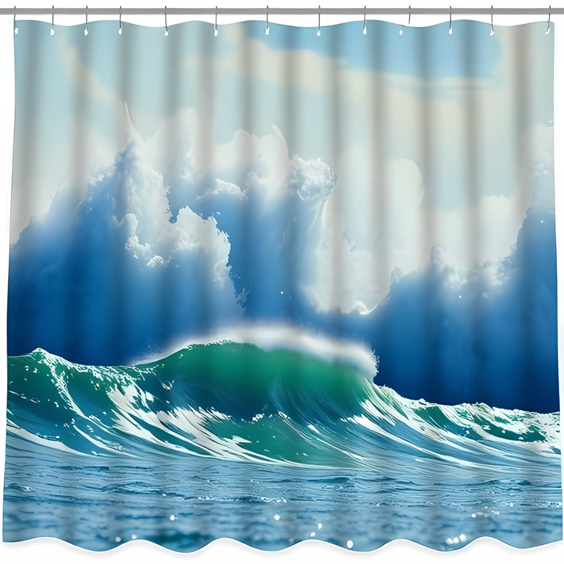 Ocean Waves Shower Curtain - Stunning Teal and White Wave Design with ...