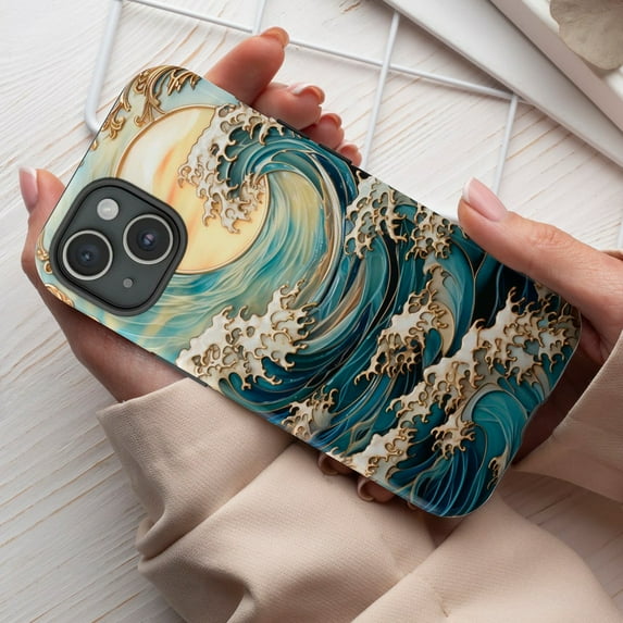 Ocean Waves Sun Rays Stained Glass Illusion Phone Case 17 16 15 14 13 ...