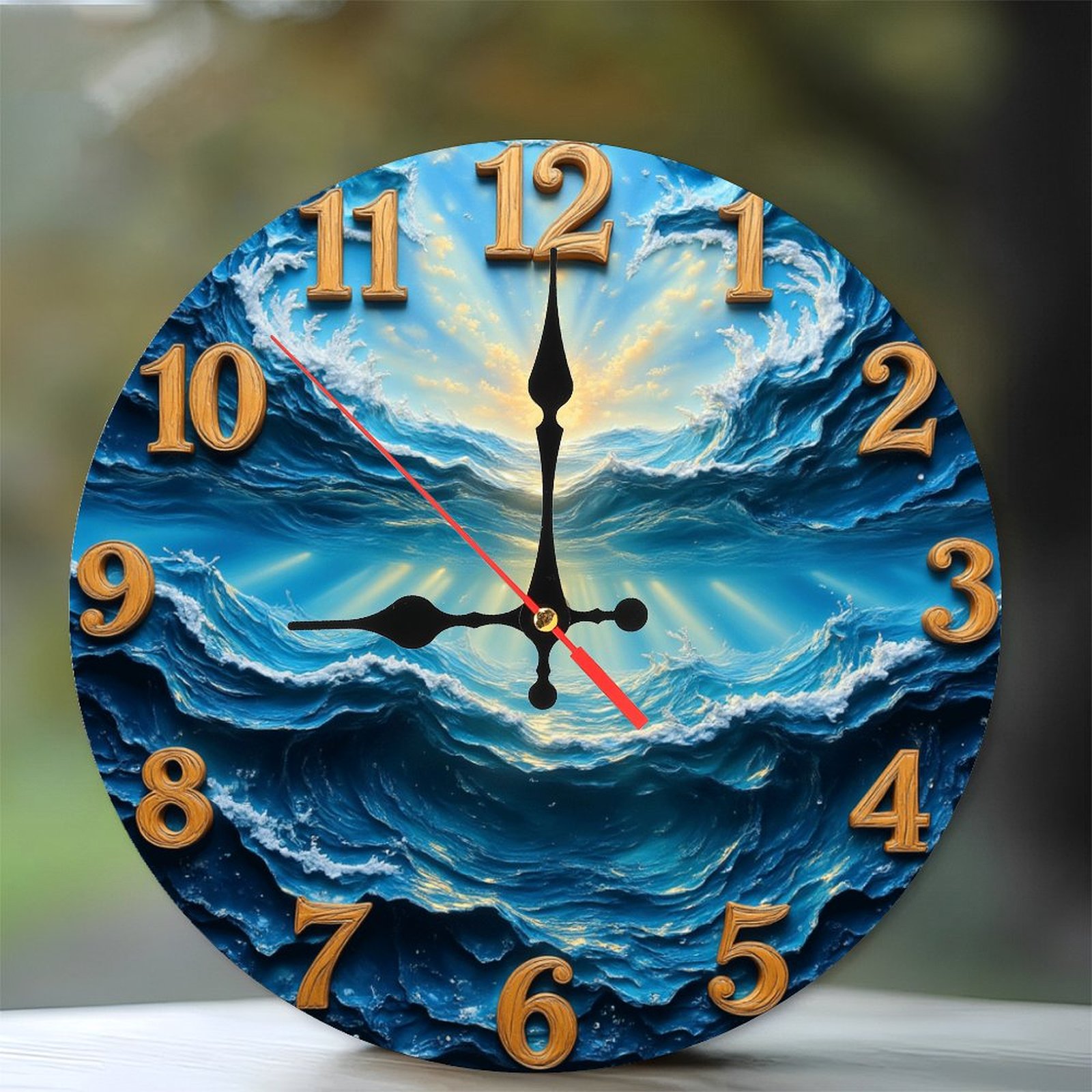 Ocean Waves Sunrise Wall Clock， Artistic Home Decor 10-Inch Silent ...