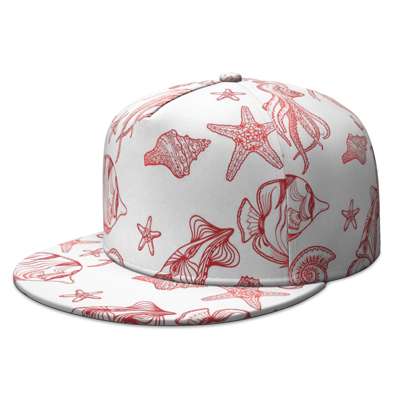 Ocean Waves Trucker Hat – Marine Creatures Design, Breathable Flat Brim ...