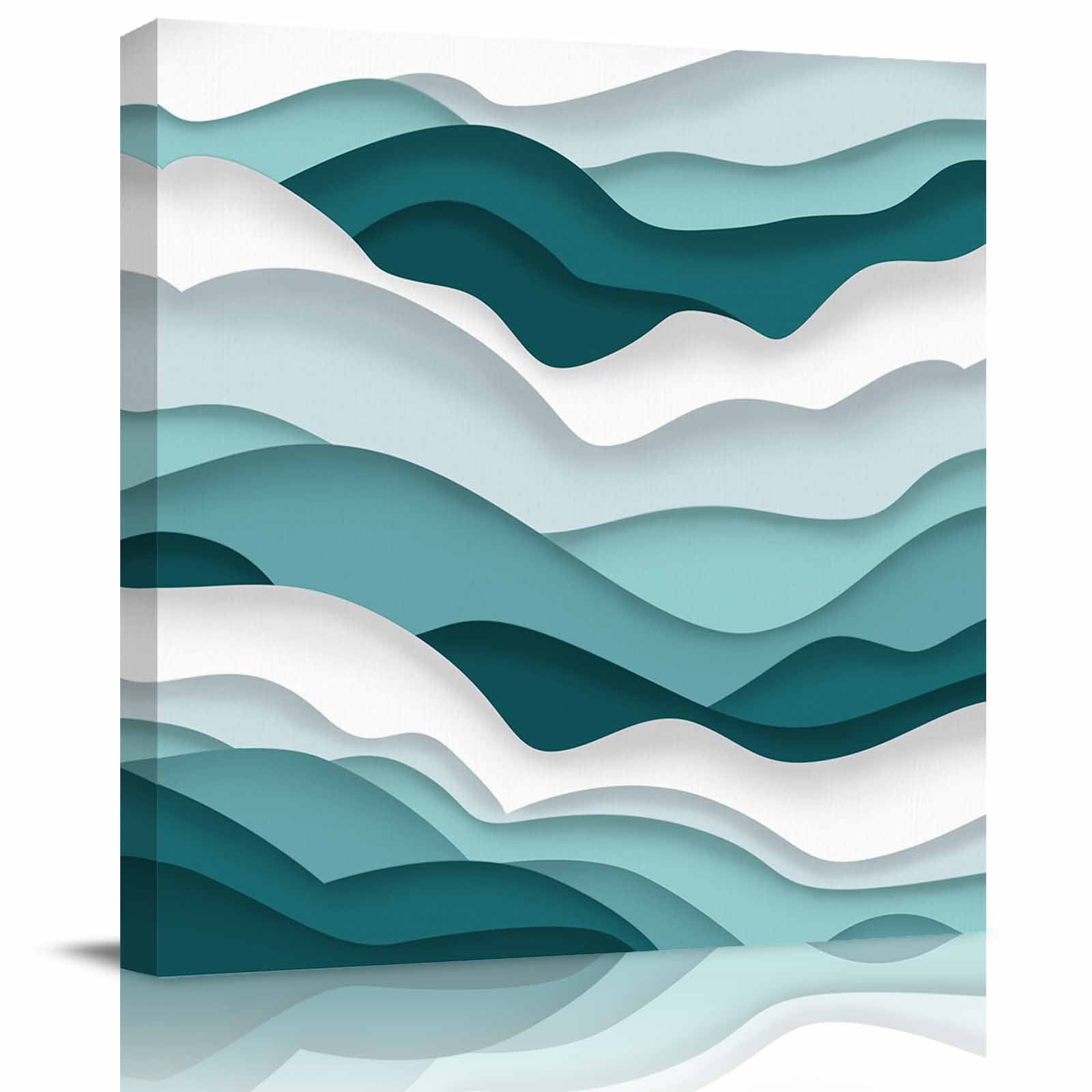 Ocean Waves Turquoise Aqua Canvas Print Wall Art Painting, Modern Wall ...