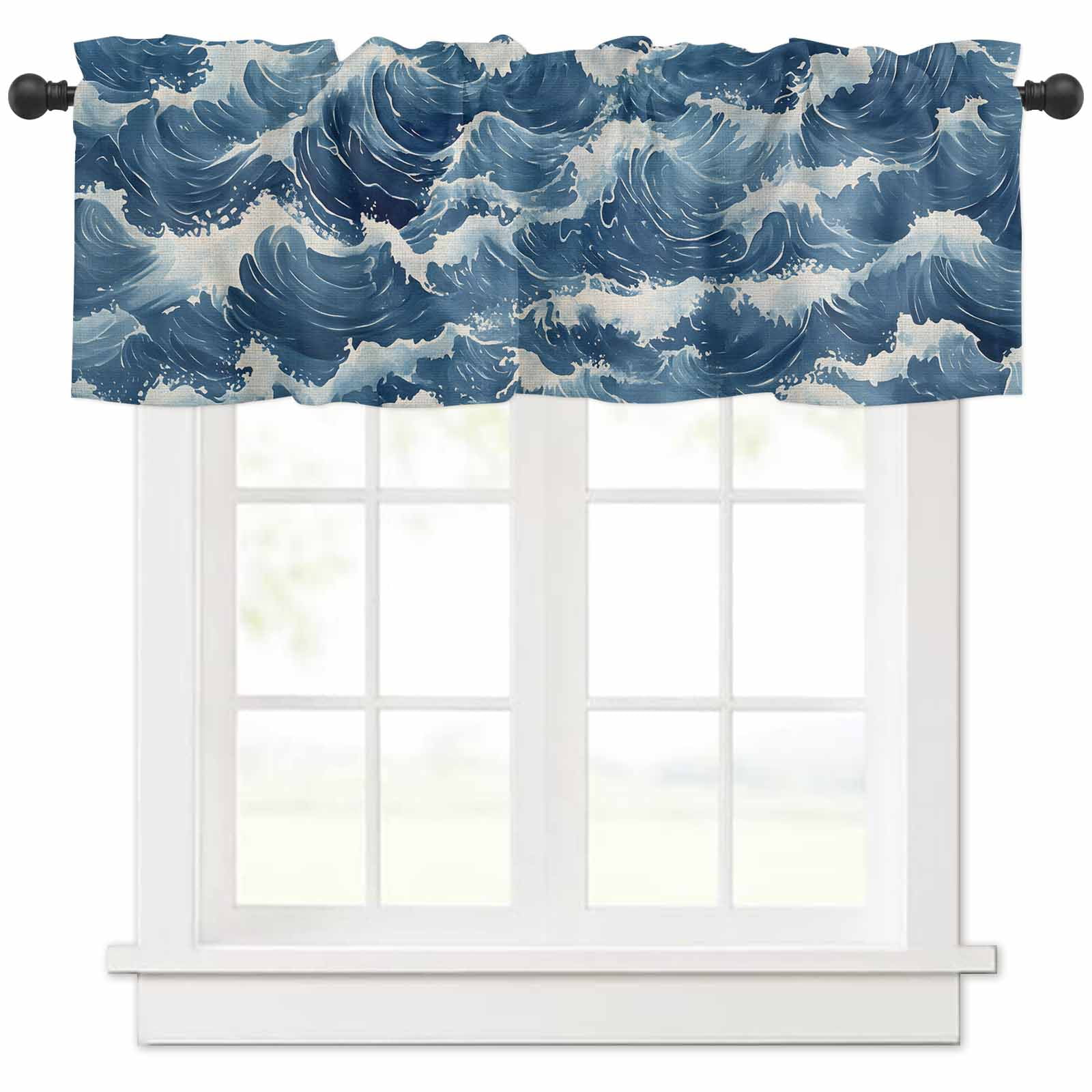 Ocean Waves Valances for Windows Farmhouse Kitchen Curtains Valances ...