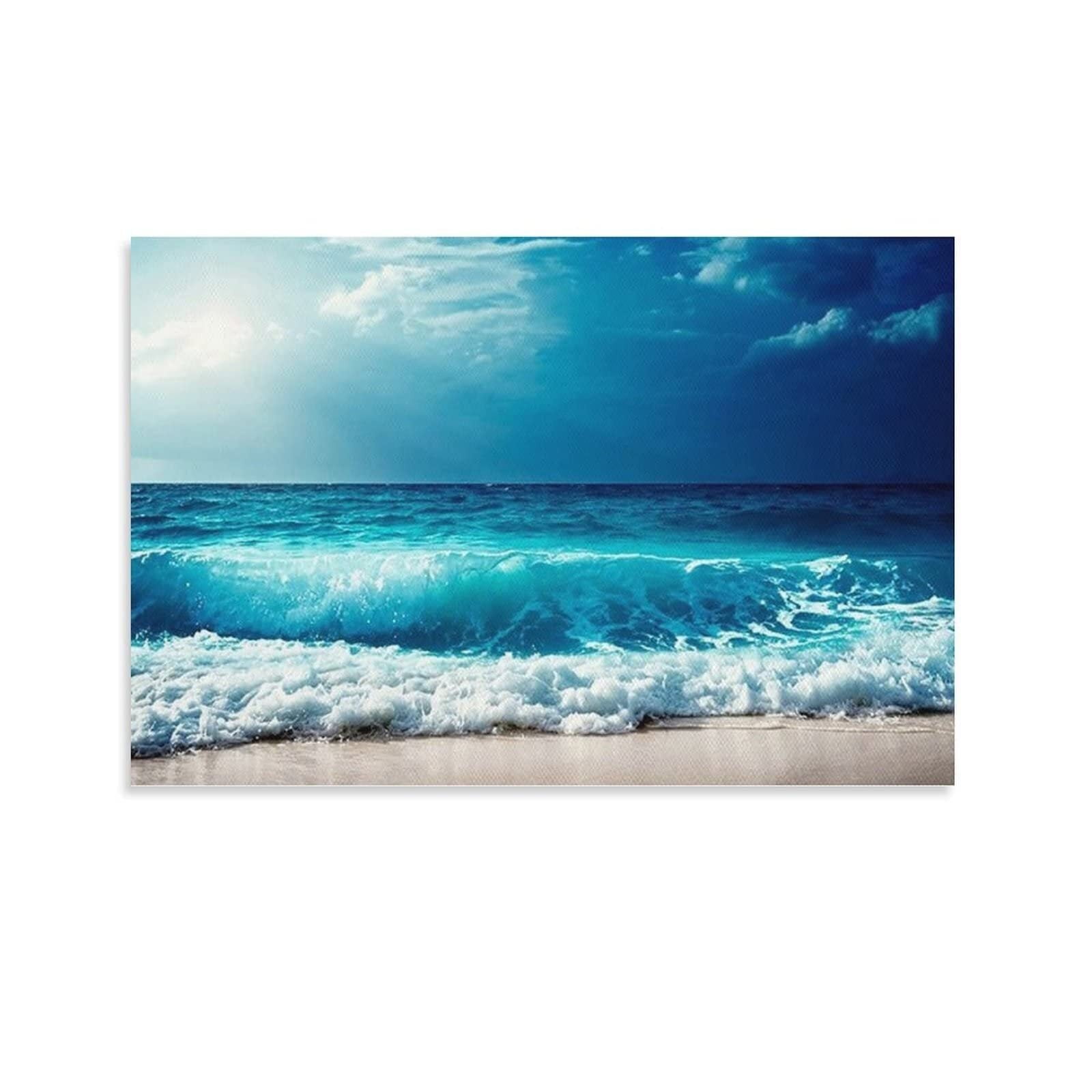 Ocean Waves Wall Art Coastal Wall Decor Beach Canvas Poster Ocean View ...