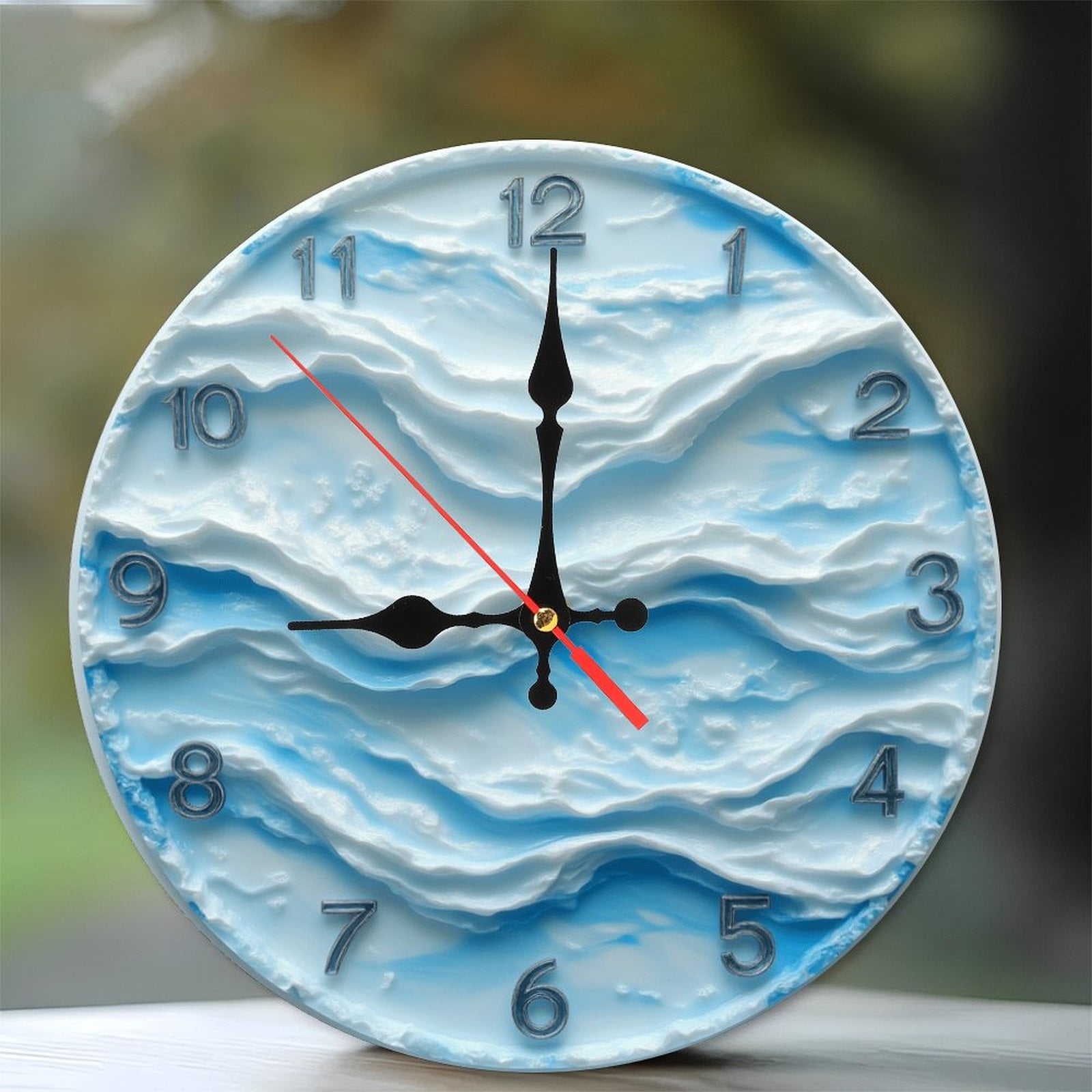 Ocean Waves Wall Clock 10-Inch Silent Wooden Wall Clock, Battery ...