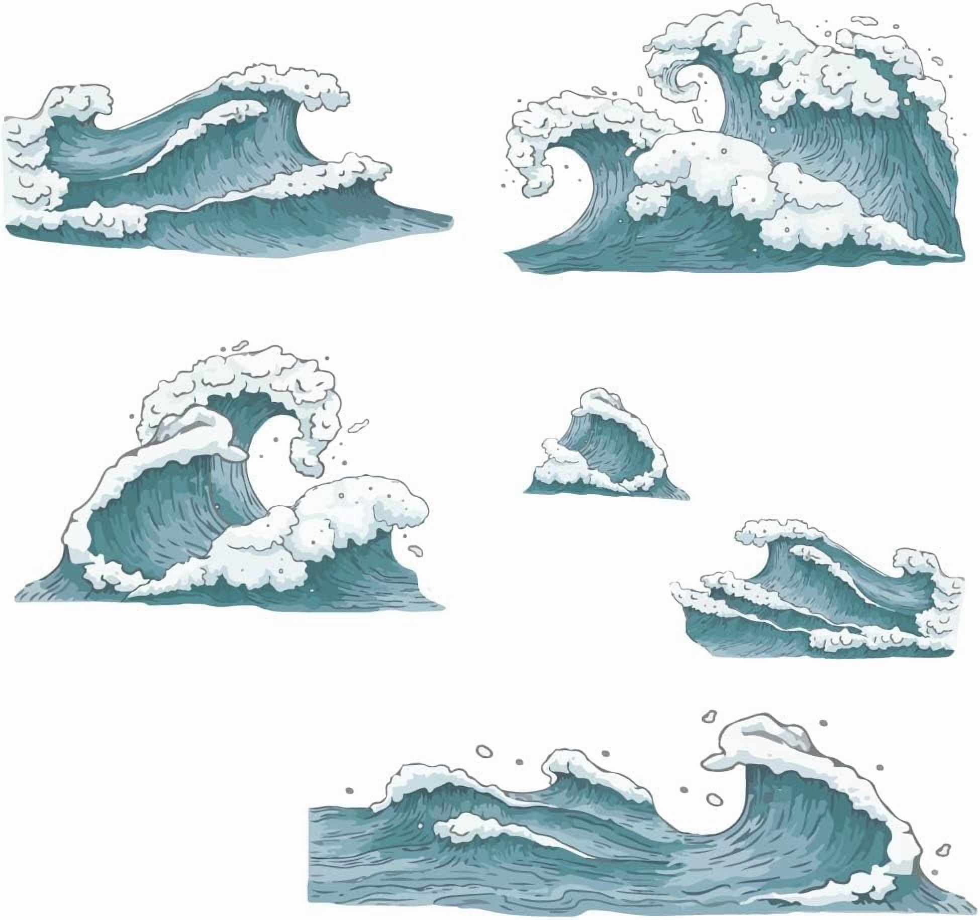 Ocean Waves Wall Stickers Blue Waves Wall Decal Peel and Stick DIY Art ...