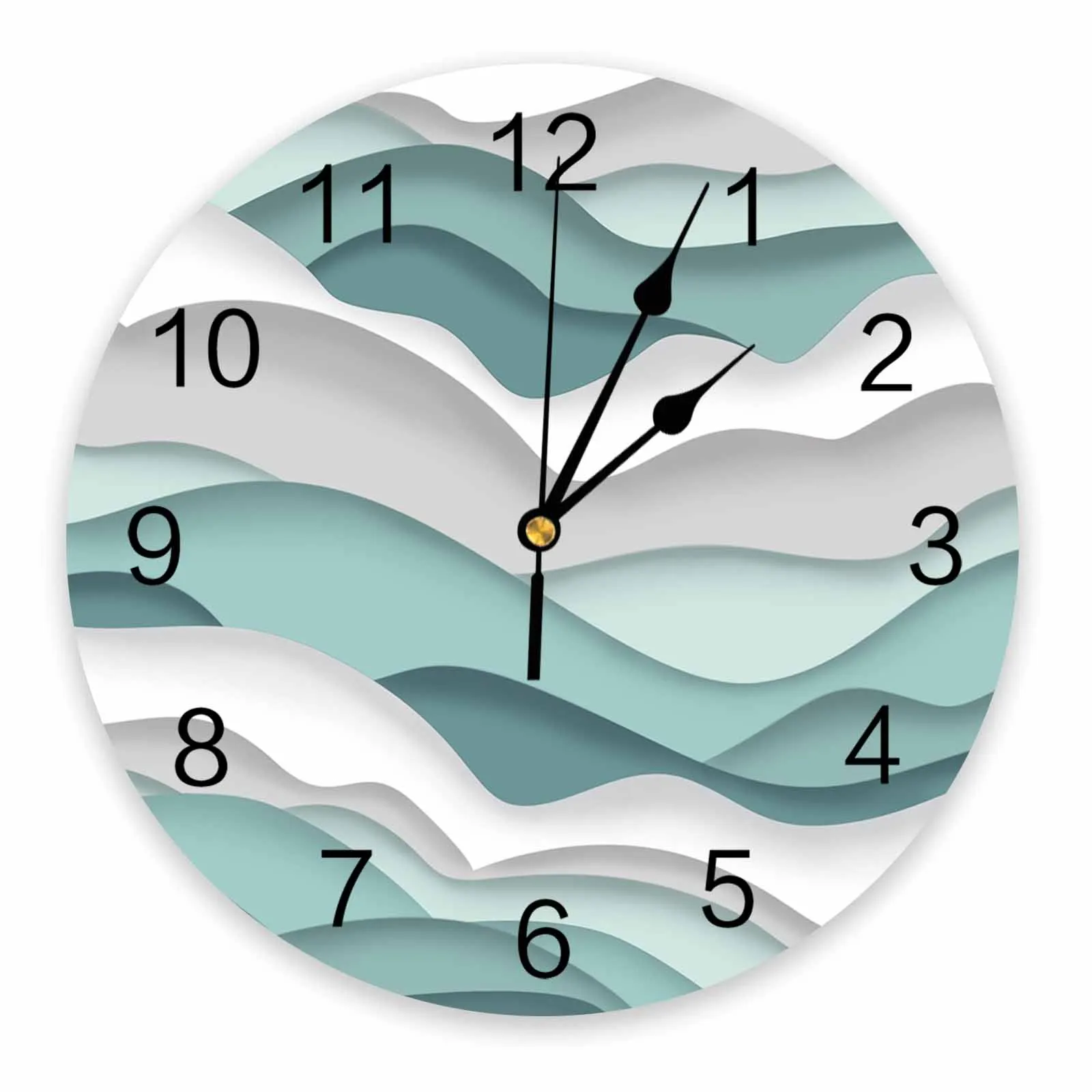 Ocean Waves Wave Splashes Turquoise Gradient Wall Clock Bedroom r Wall ...
