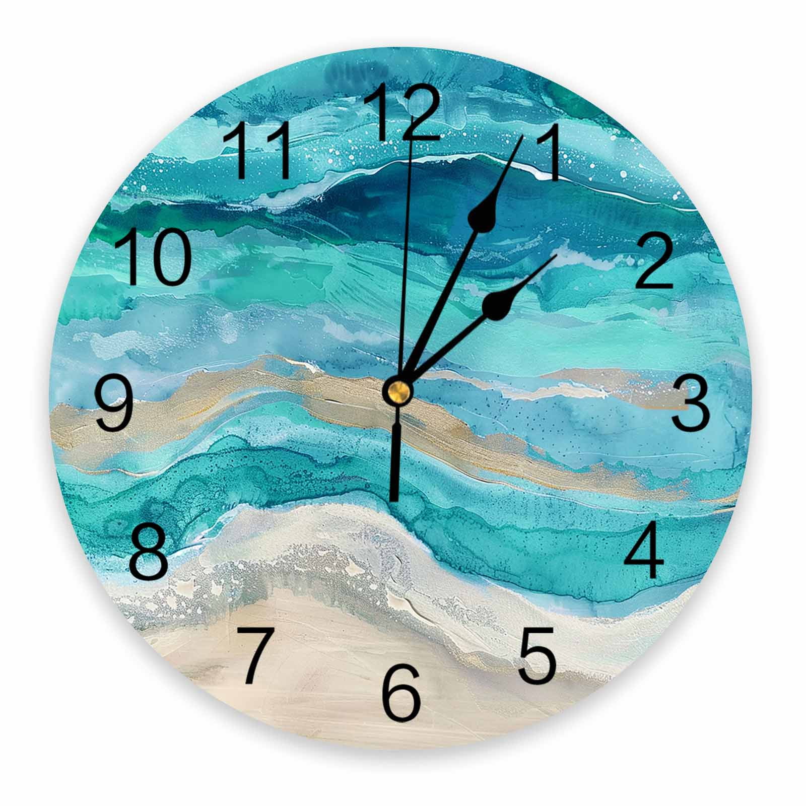 Ocean Waves Wave Splashes Turquoise Gradient Wall Clock Bedroom r Wall ...