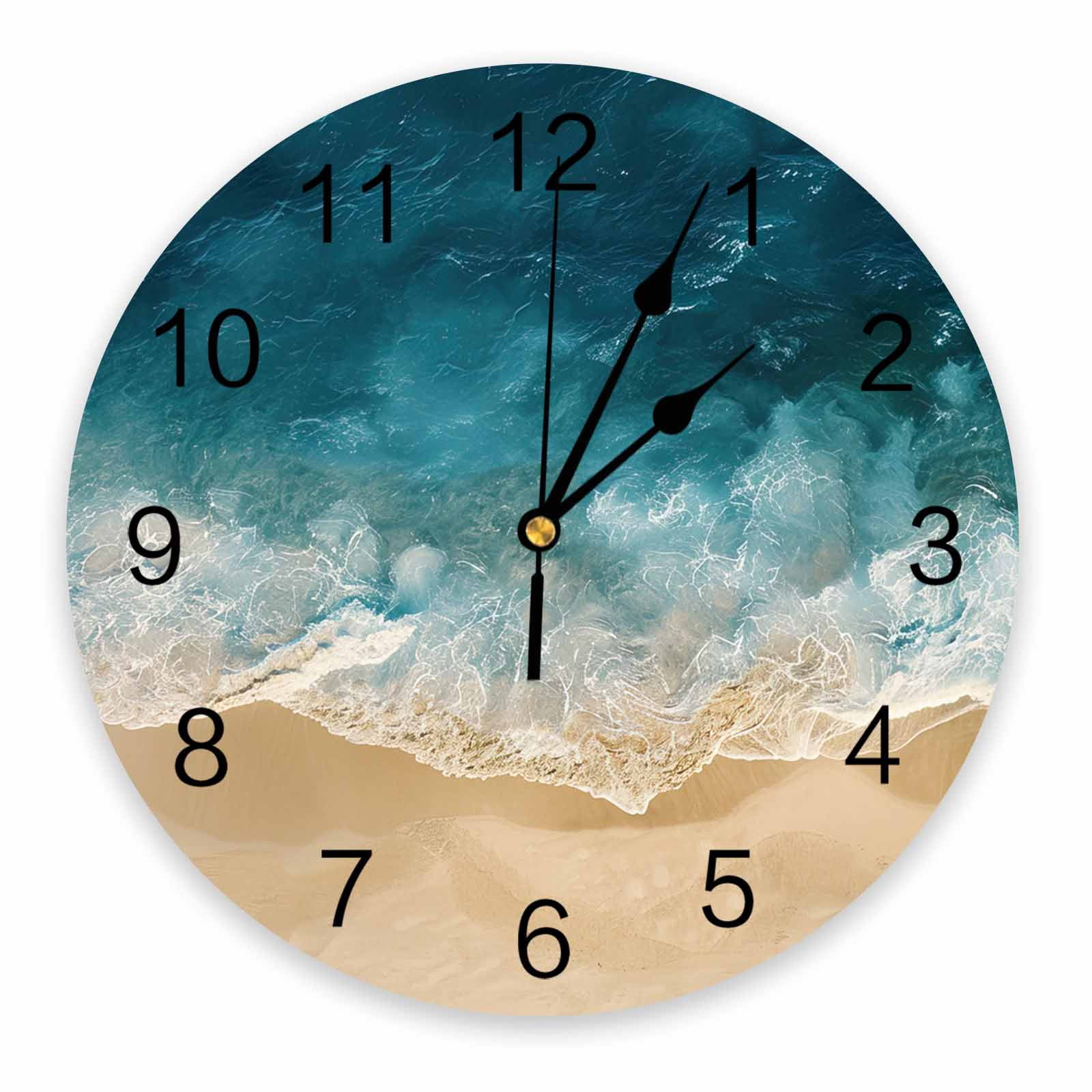 Ocean Waves Wave Splashes Turquoise Gradient Wall Clock Bedroom r Wall ...