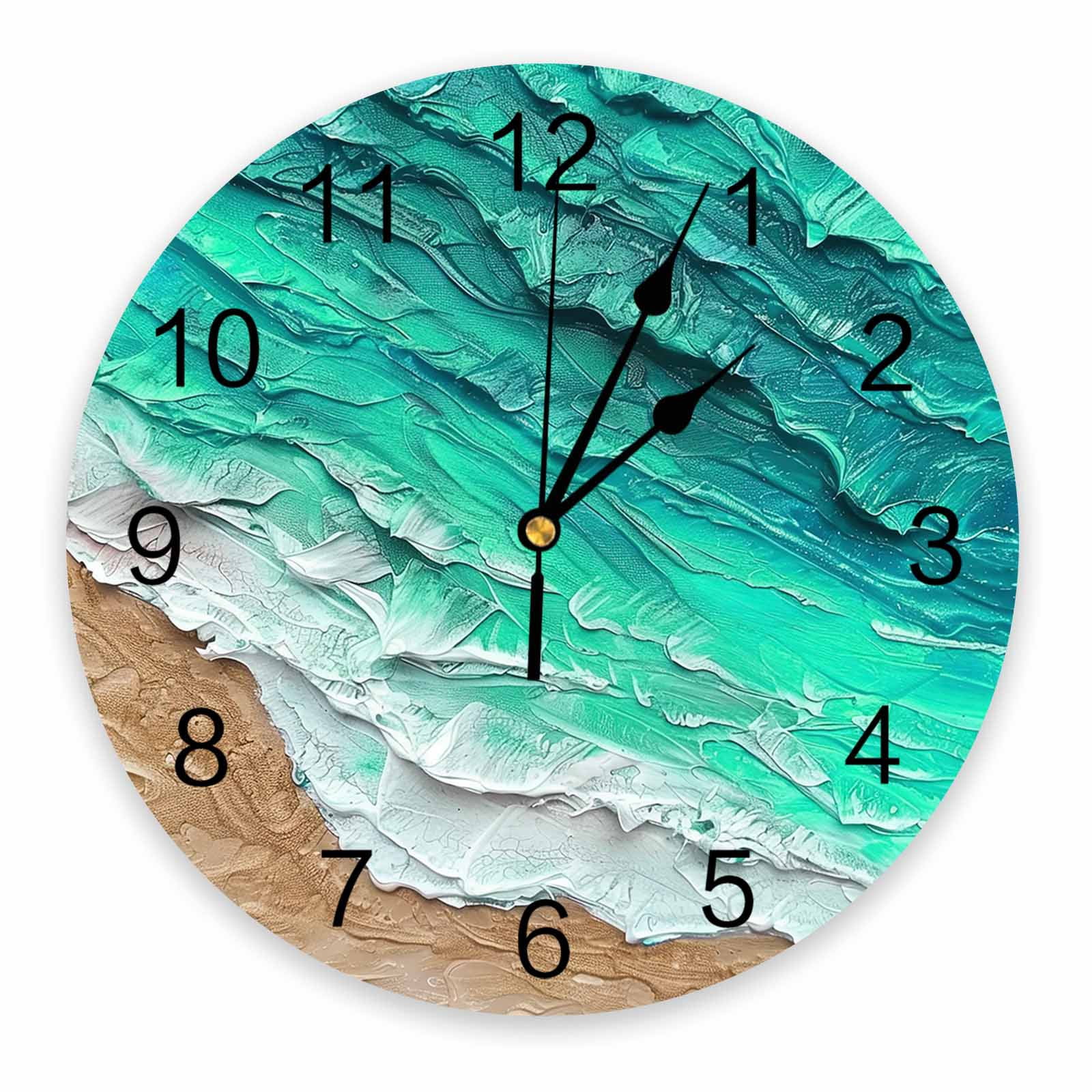 Ocean Waves Wave Splashes Turquoise Gradient Wall Clock Bedroom r Wall ...