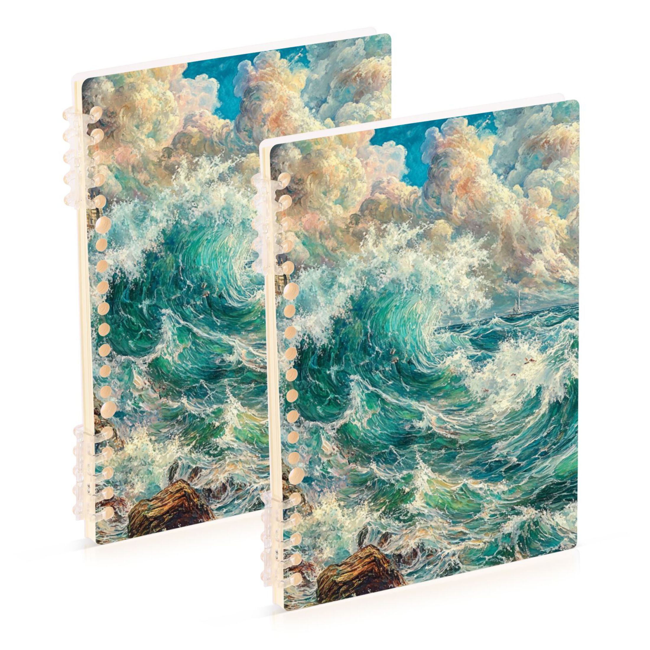 Ocean Waves and Clouds Lined Spiral Journal Notebook 60 Pages A5 ...