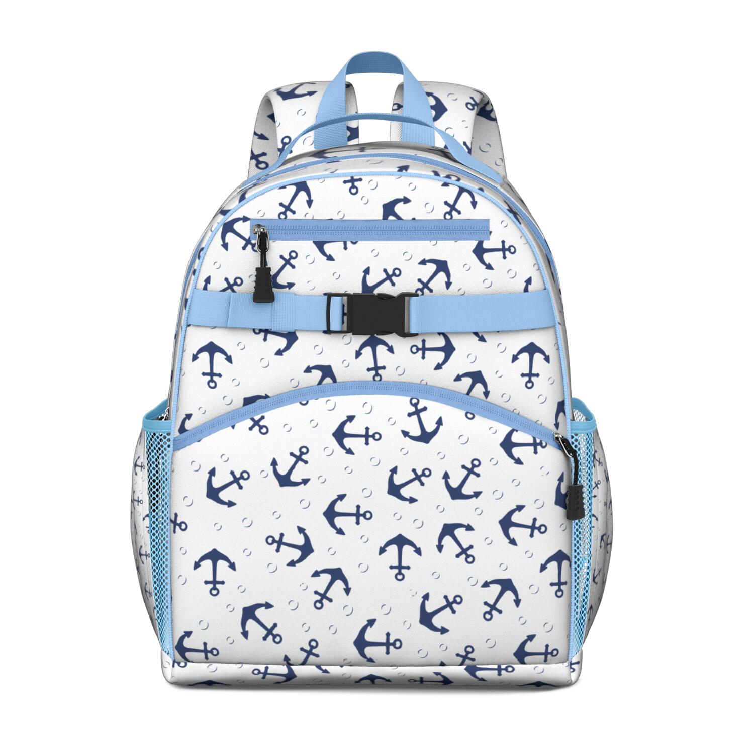 Ocean Waves and Lighthouse Students Backpack with Nautical Anchor, Boat ...