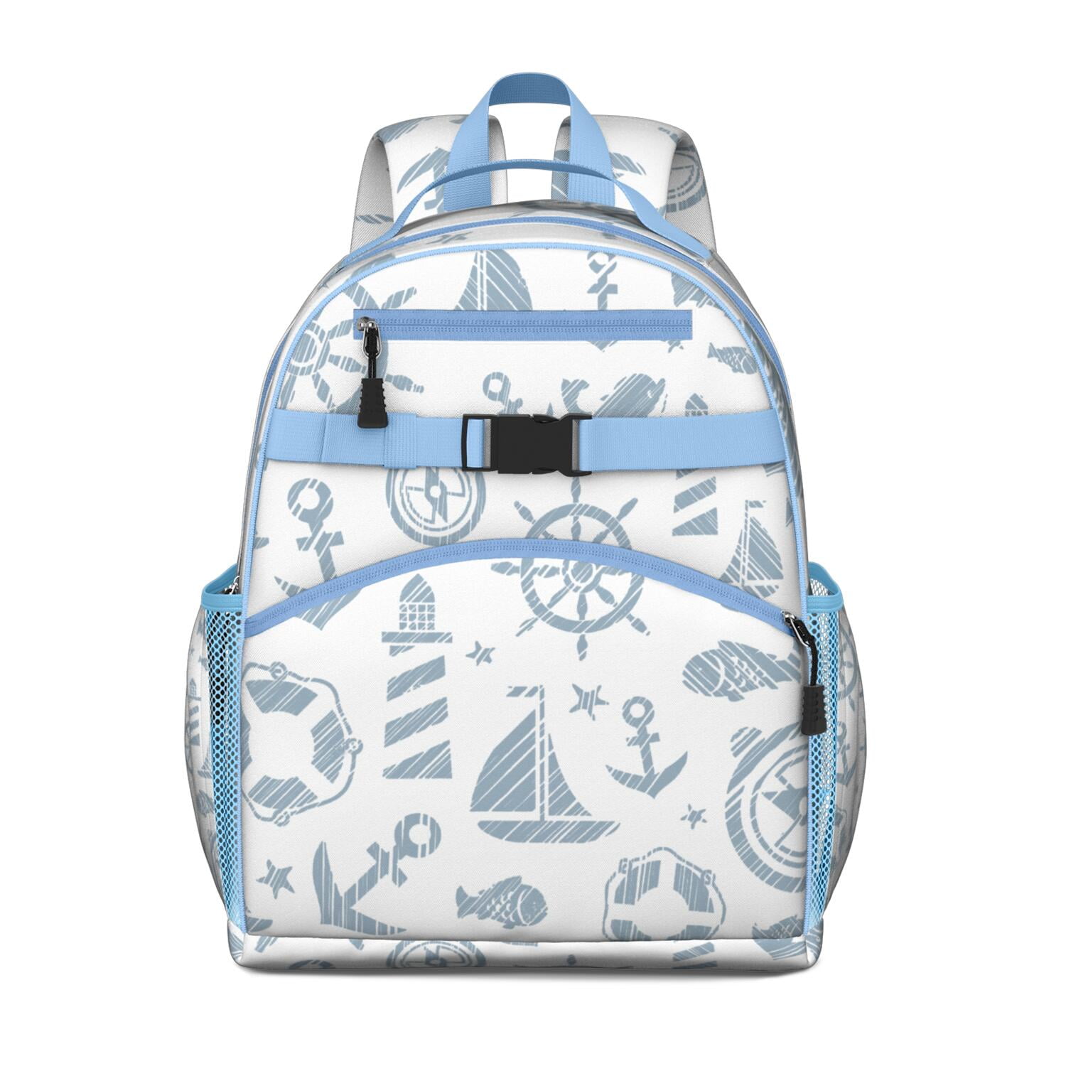 Ocean Waves and Lighthouse Students Backpack with Nautical Anchor, Boat ...