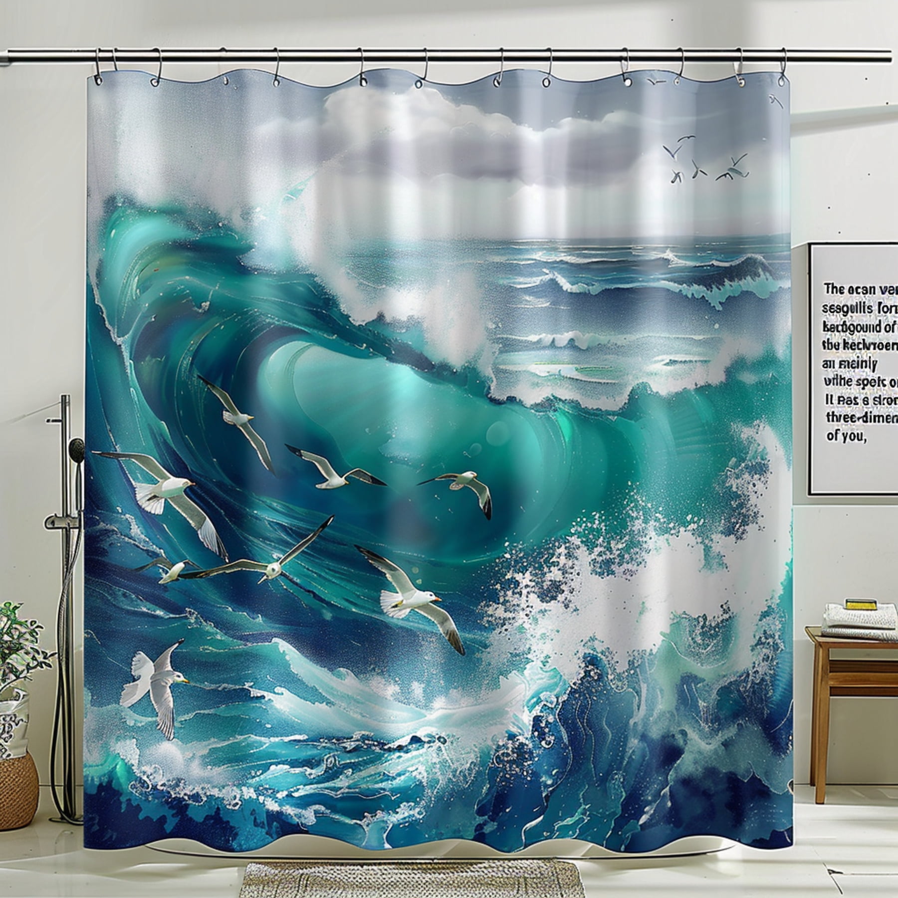 Ocean Waves and Seagulls Shower Curtain Dive into Hyper Realism with ...