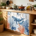 Ocean Whale Cabinet Curtains for Kitchen 35"W x 35"L, Summer Orange ...