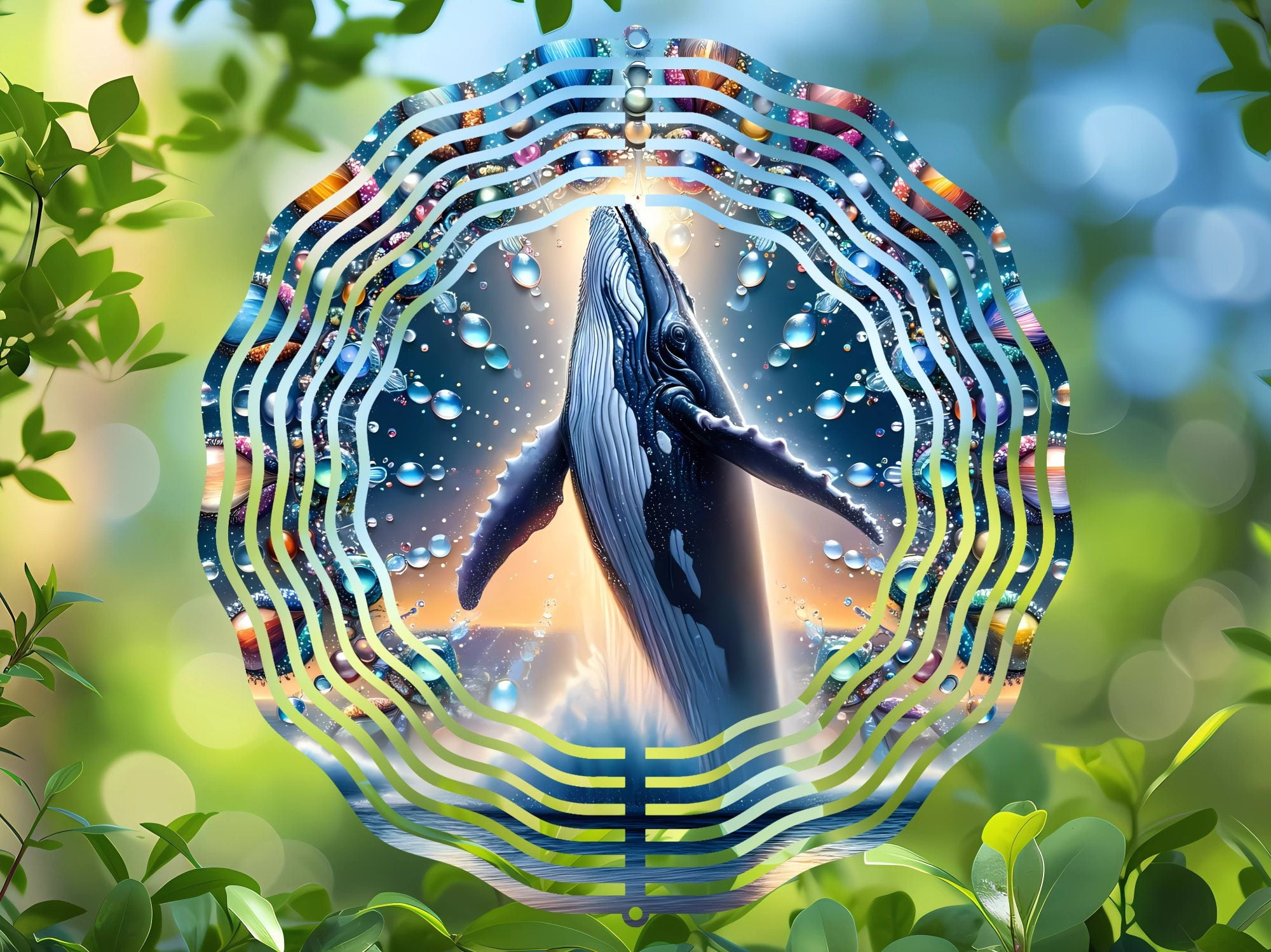 Ocean Whale Marine Life 3D Wind Spinner, Kinetic Stainless Steel ...