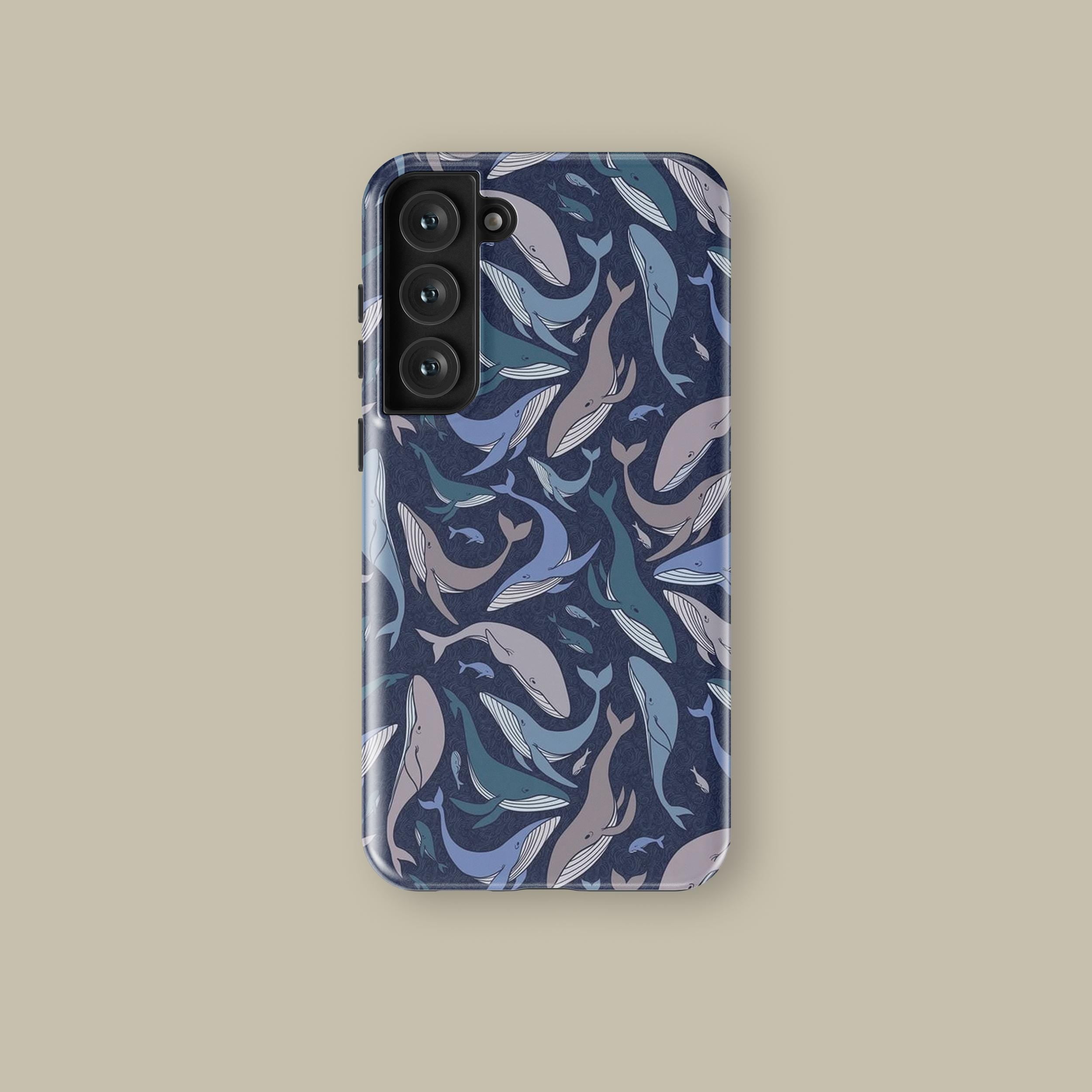 Ocean Whale Print Case for iPhone Samsung Marine Life Animal Blue ...